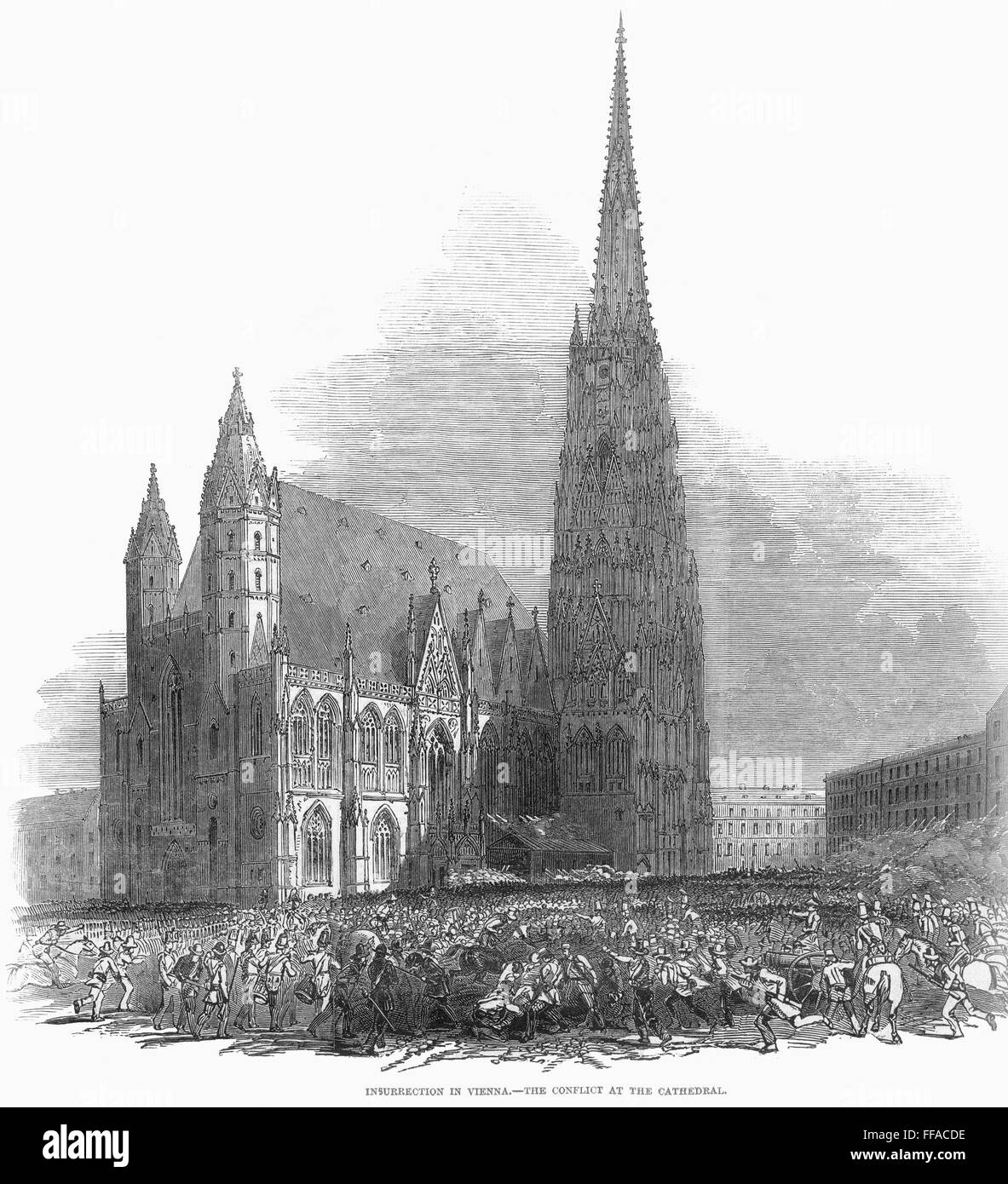 AUSTRIA: 1848 REVOLUTION. /nThe conflict at St. Stephen's Cathedral in ...
