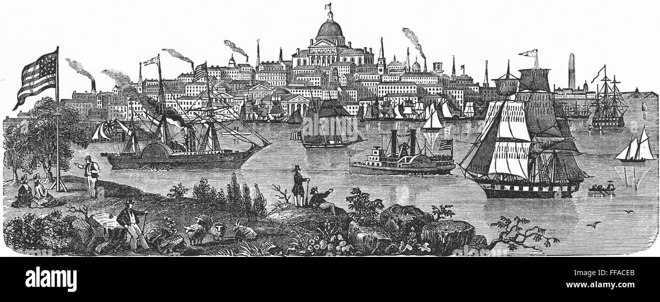 BOSTON HARBOR, 1854. /nAmerican engraving, 19th century Stock Photo - Alamy