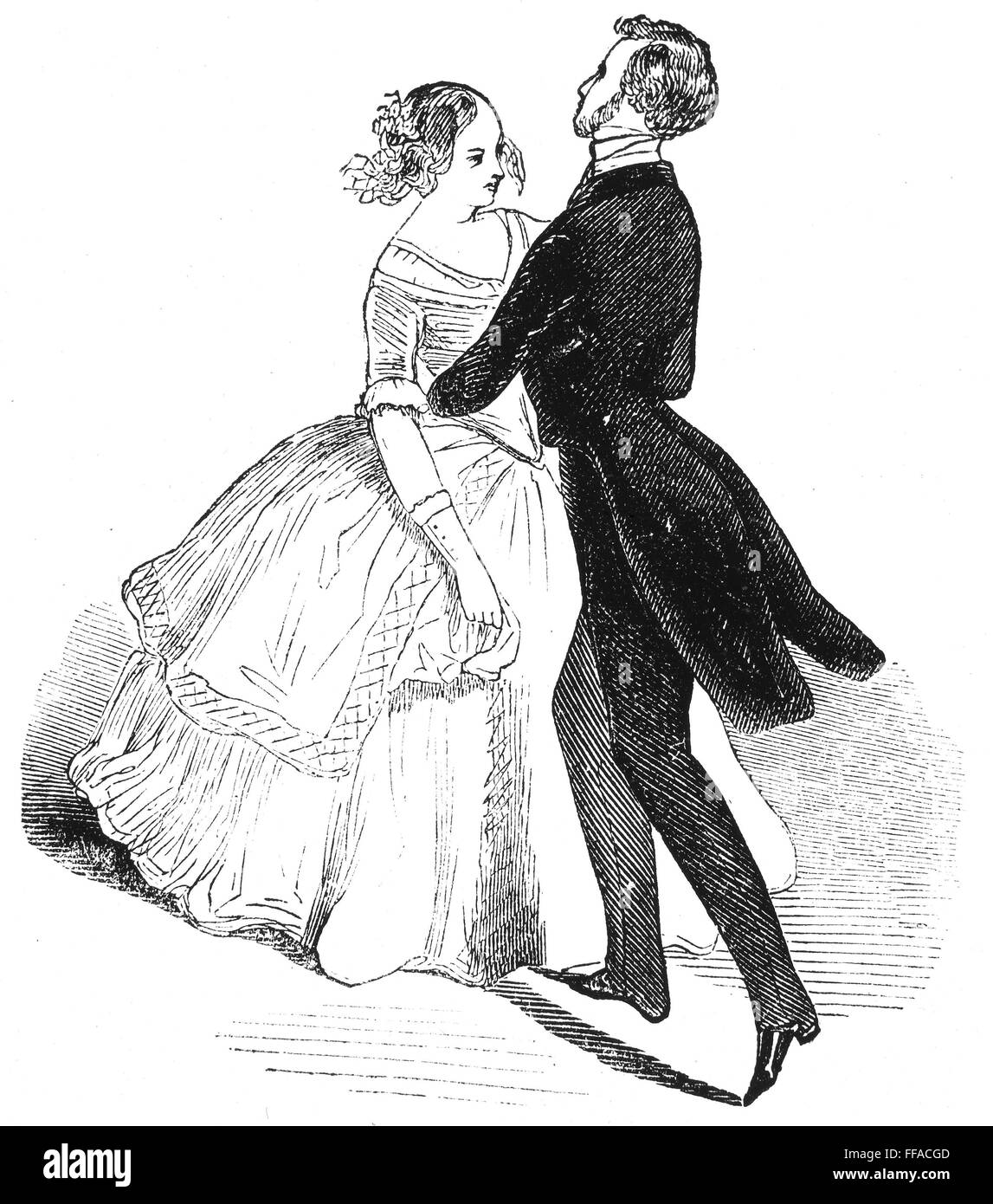 DANCE: POLKA. /nA couple dancing the polka. Wood engraving, English ...