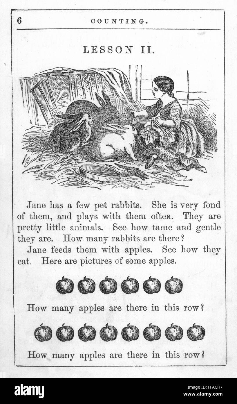 MATH PRIMER, 19th CENTURY. /nAn arithmetic lesson from an American ...
