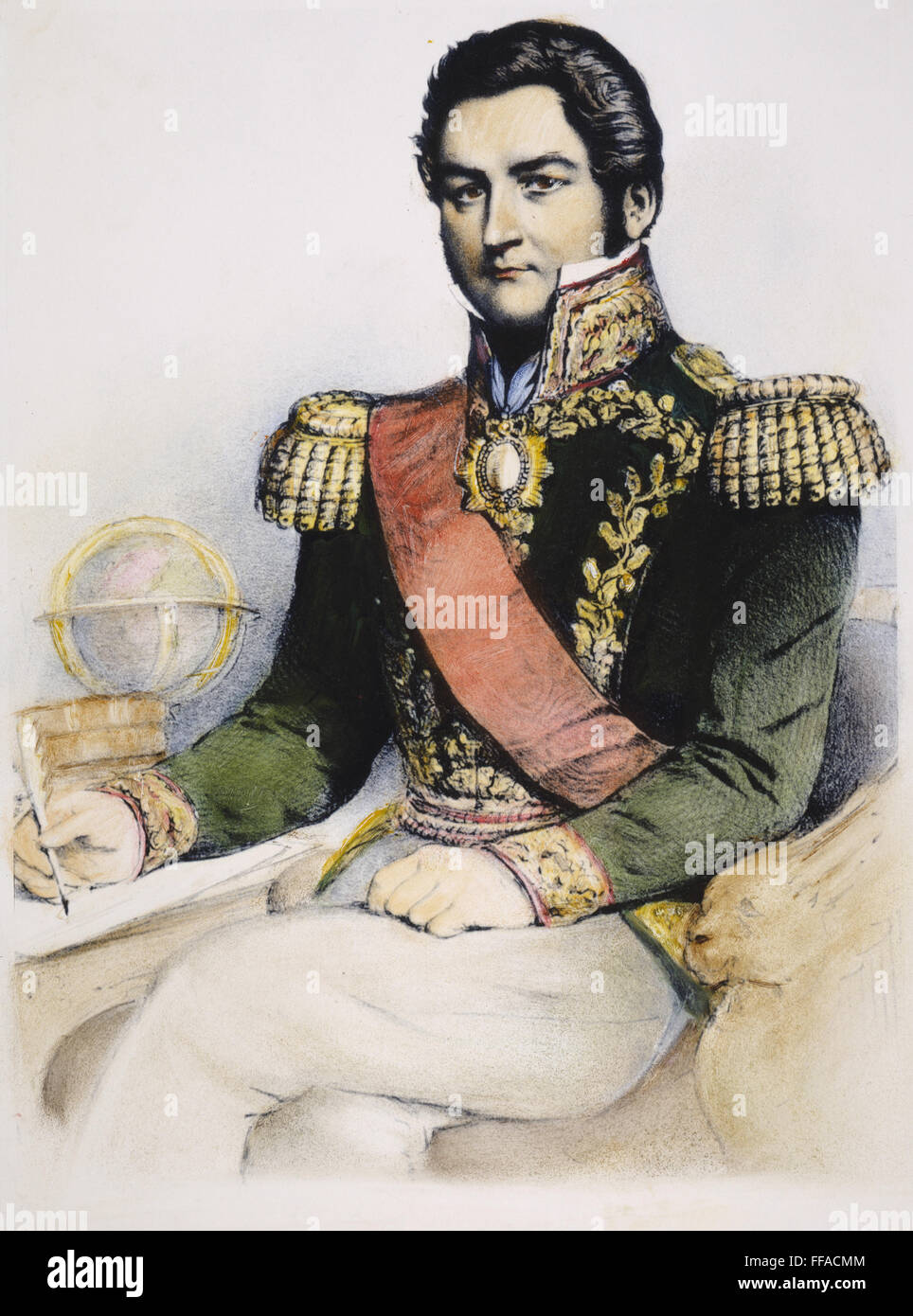 JUAN MANUEL DE ROSAS /n(1793-1877): line drawing by an unknown artist ...