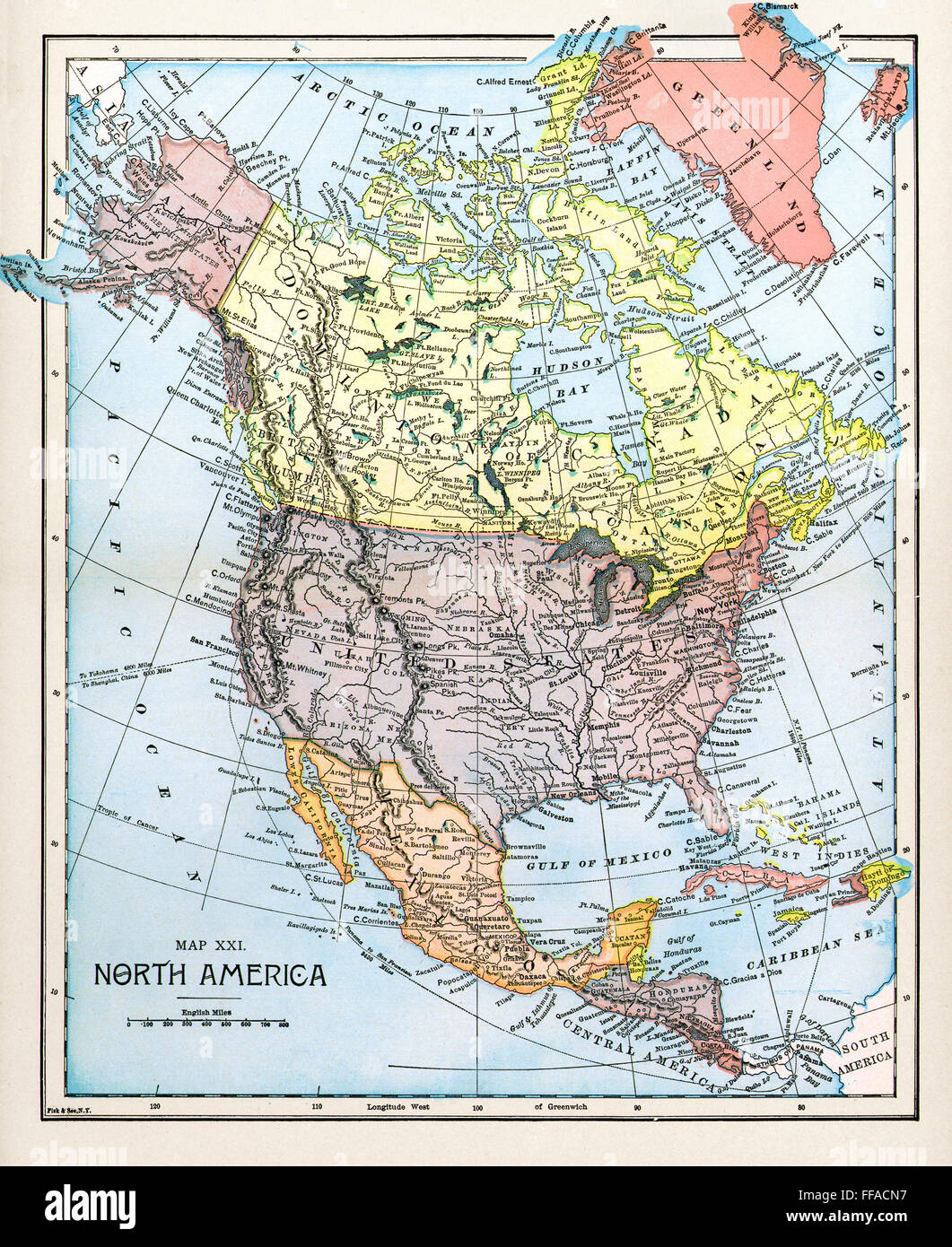 MAP: NORTH AMERICA, 1890. /nMap of North America, c1890, published in ...