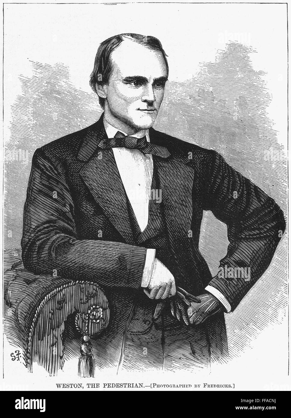 EDWARD PAYSON WESTON /n(1839-1929). American long-distance walker. Wood ...