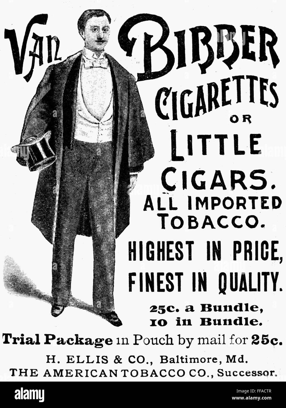 VAN BIBBER CIGARETTES 1893. /nAmerican magazine advertisement, 1893 ...