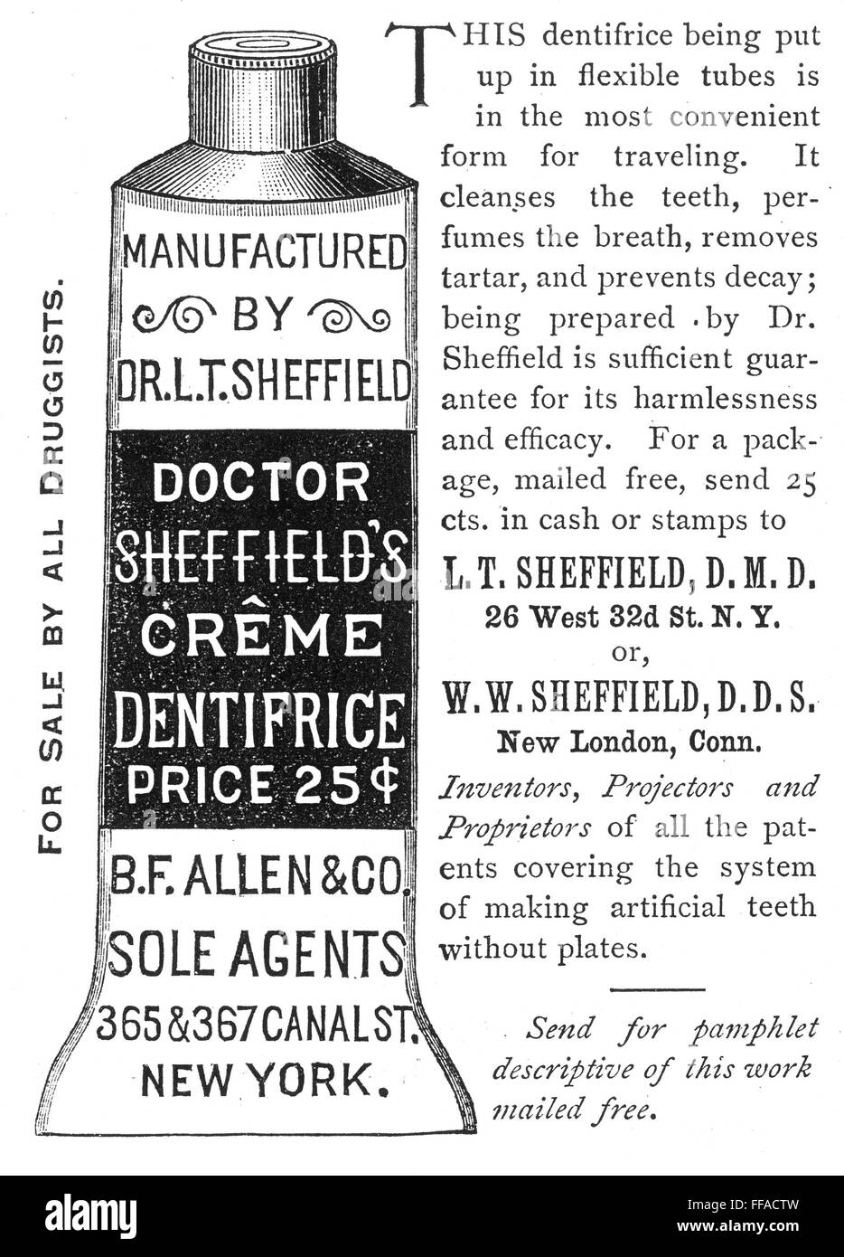 TOOTHPASTE AD, 1889. /nAn American magazine advertisement for Doctor ...