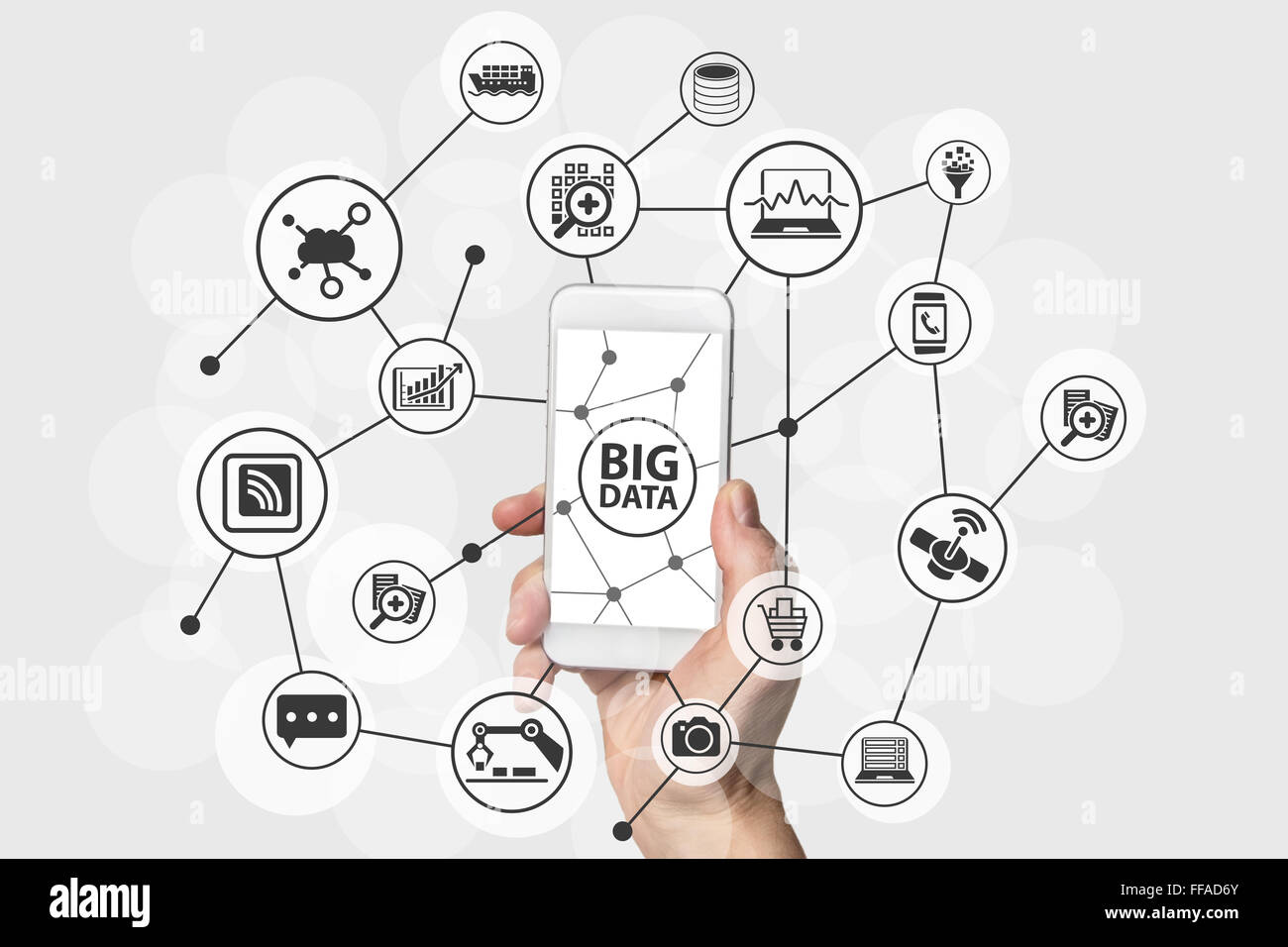 Big Data concept with hand holding modern smart phone Stock Photo - Alamy