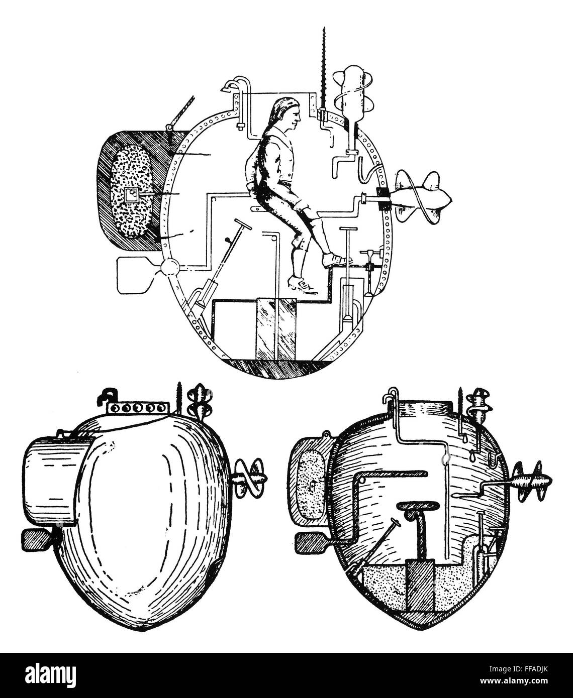 SUBMARINE: TURTLE, 1776. /nWorld's first combat submarine, 'The Turtle ...