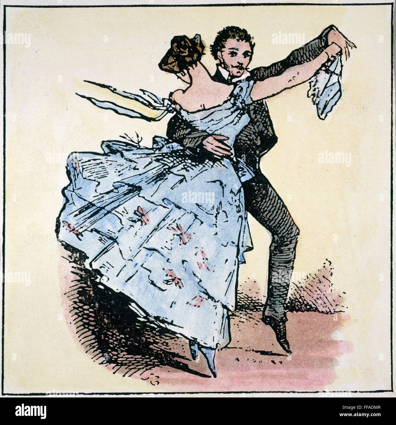 AMERICAN DANCERS, 1853. /nA couple on the dance floor. Drawing by ...