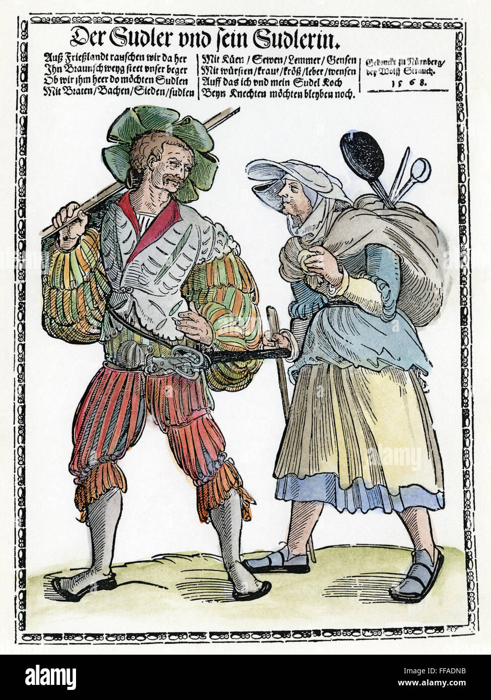 GERMAN MERCENARY, 1535. /nA lansequenet (mercenary) and his companion ...
