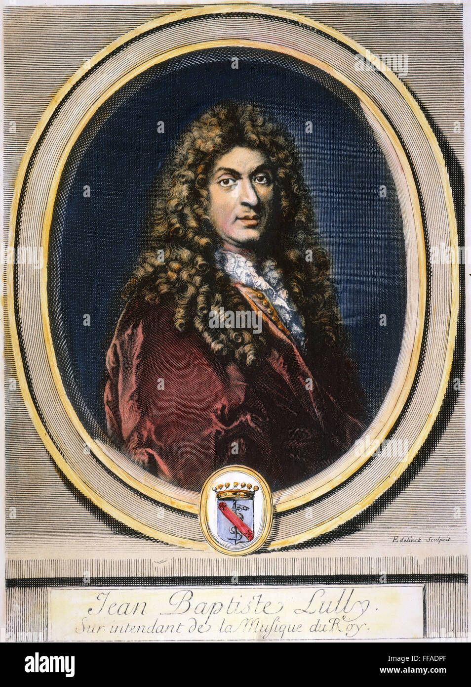 JEAN BAPTISTE LULLY /n(1632-1687). French composer. Copper engraving by ...