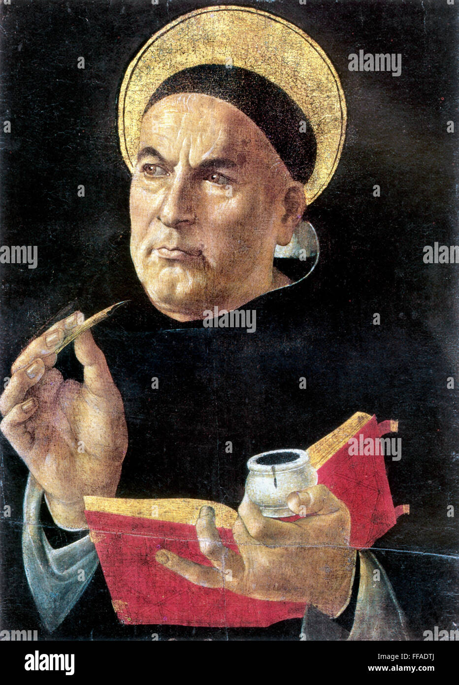 ST. THOMAS AQUINAS /n(1225-1274). Painting attributed to Botticelli ...