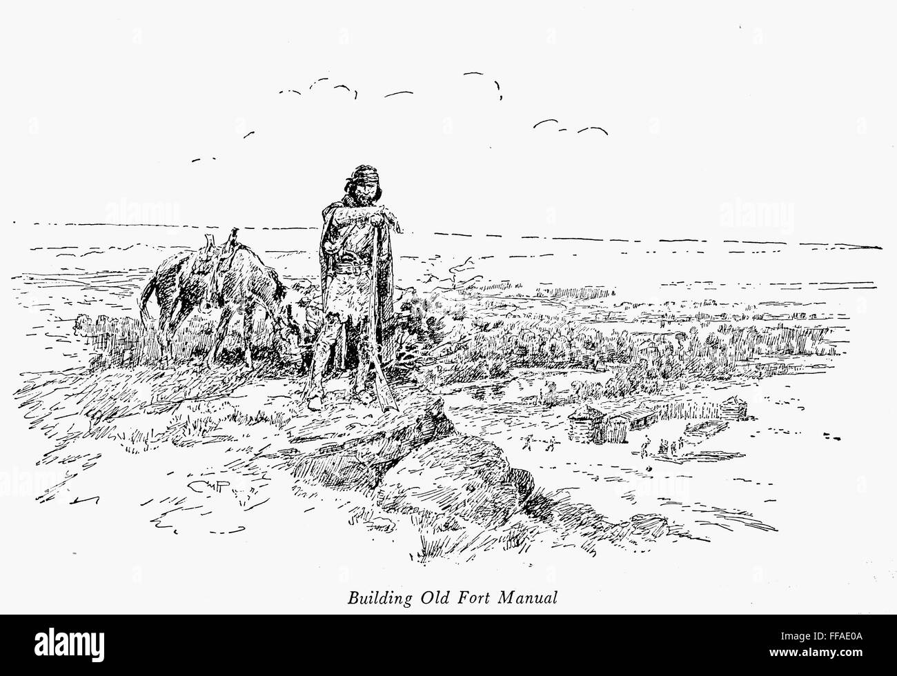 FORT MANUEL, 1807. /nManuel Lisa, a fur trader in Montana territory, at ...