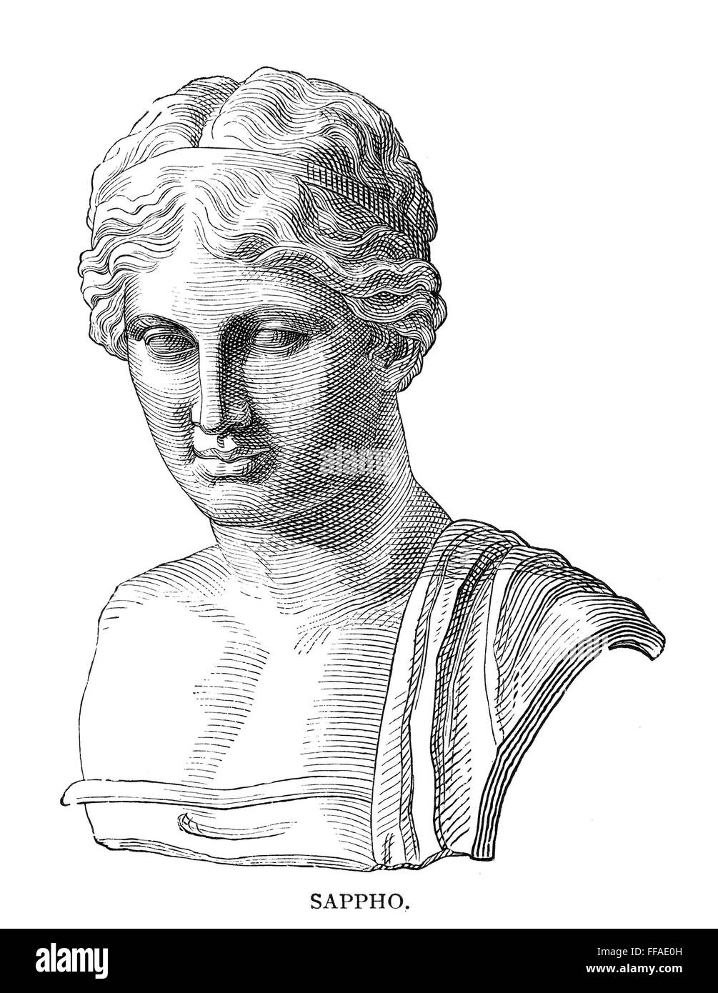 SAPPHO (fl. c600 B.C.). /nGreek lyric poet. Line engraving, 19th ...