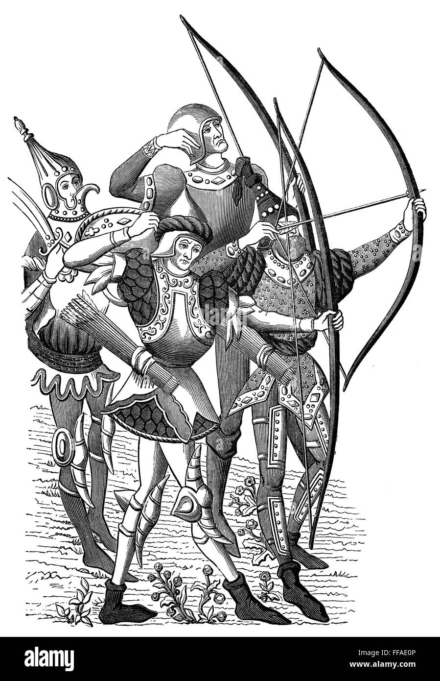 ARCHERS, 15th CENTURY. /nArchers of the 15th century using the longbow ...