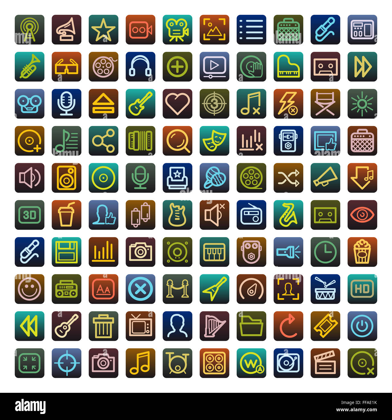 Set of various photo, music and video signs Stock Photo - Alamy