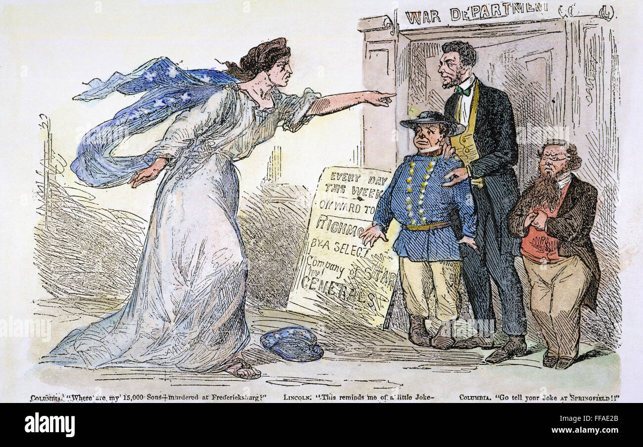 CIVIL WAR CARTOON. /nColumbia reproaches President Lincoln and ...