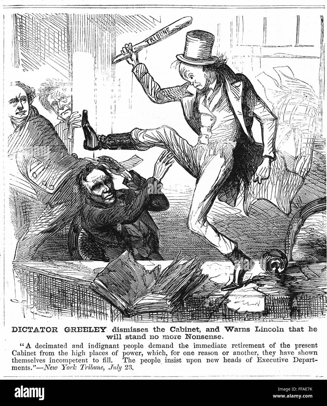 CIVIL WAR CARTOON, 1861./nDictator Greeley: cartoon from a northern ...
