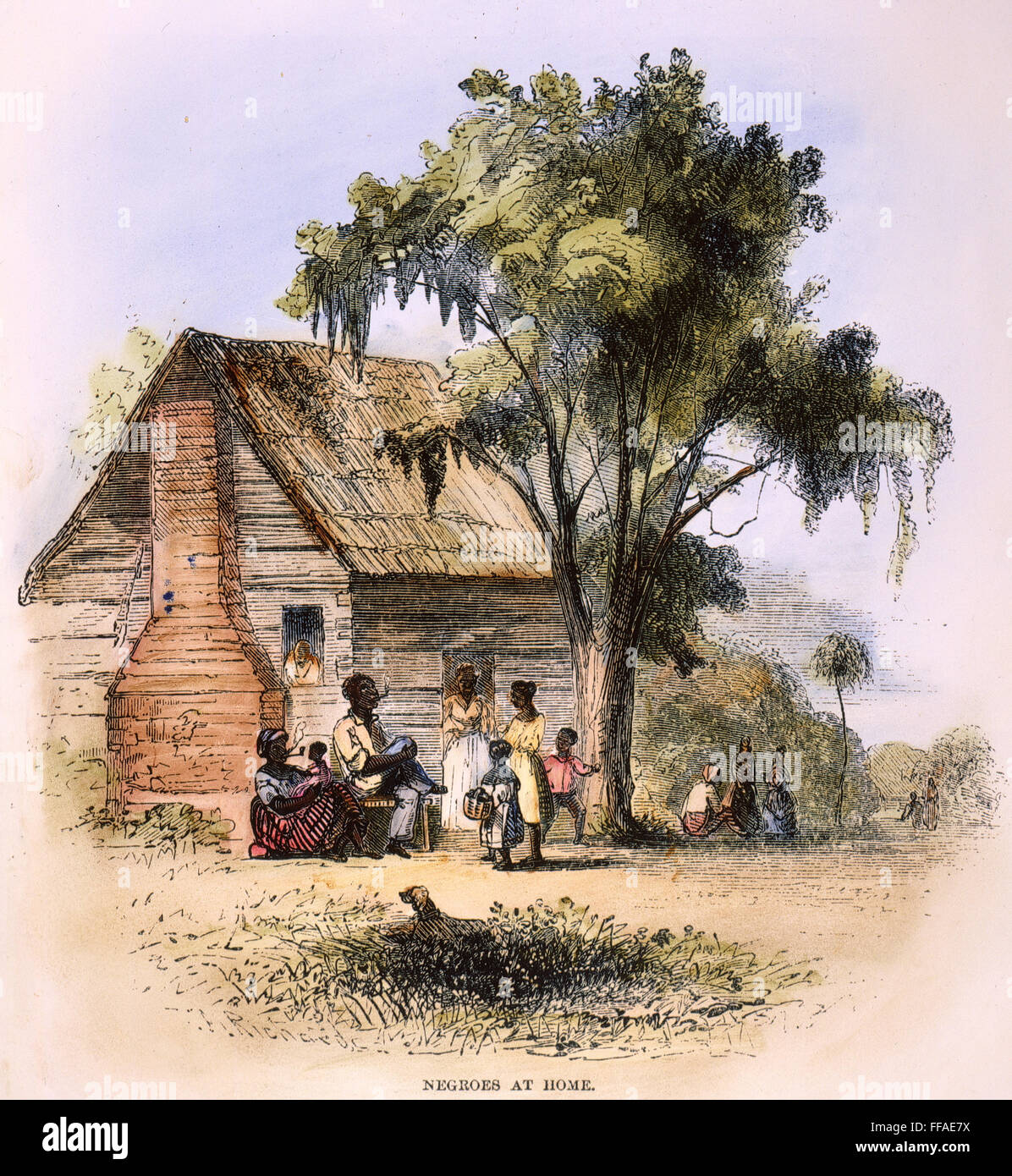 SLAVERY: RICE PLANTATION. /nSlaves at home on a rice plantation in ...