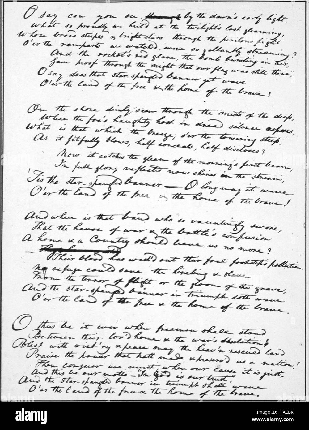 STAR SPANGLED BANNER, 1814. /nFrancis Scott Key's handwritten ...