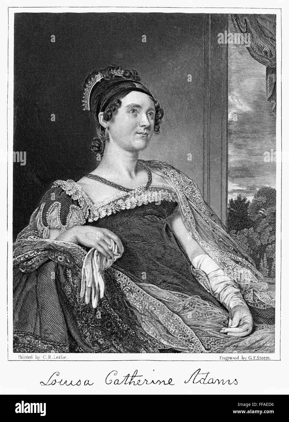 LOUISA CATHERINE ADAMS. /nMrs. John Quincy Adams. Steel engraving, 19th ...