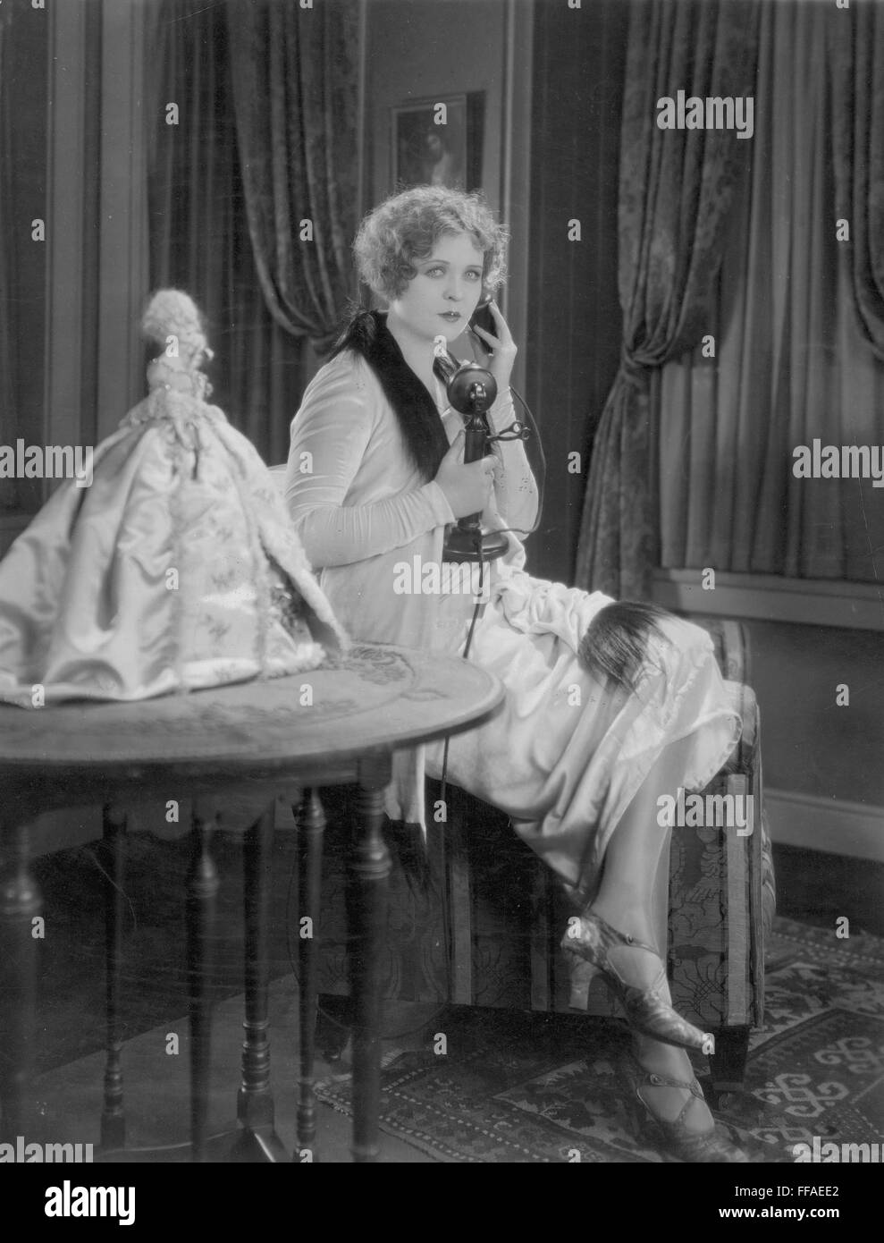 TELEPHONE CALL, 1920s. /nA still from a silent movie, American, 1920s ...