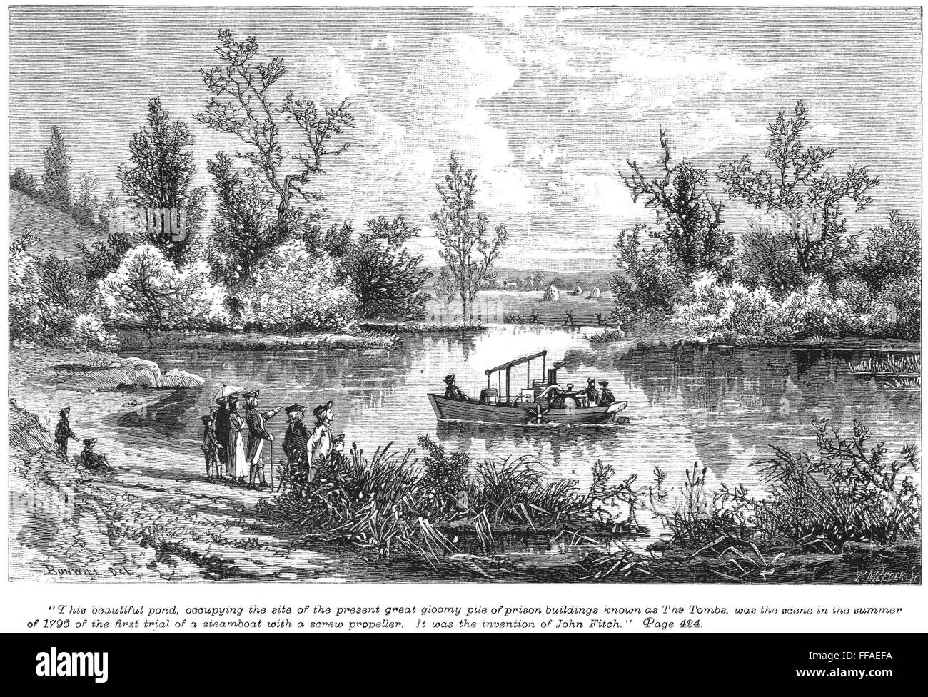 NY: FITCH'S STEAMBOAT 1796. /nThe first trial of John Fitch's steamboat ...