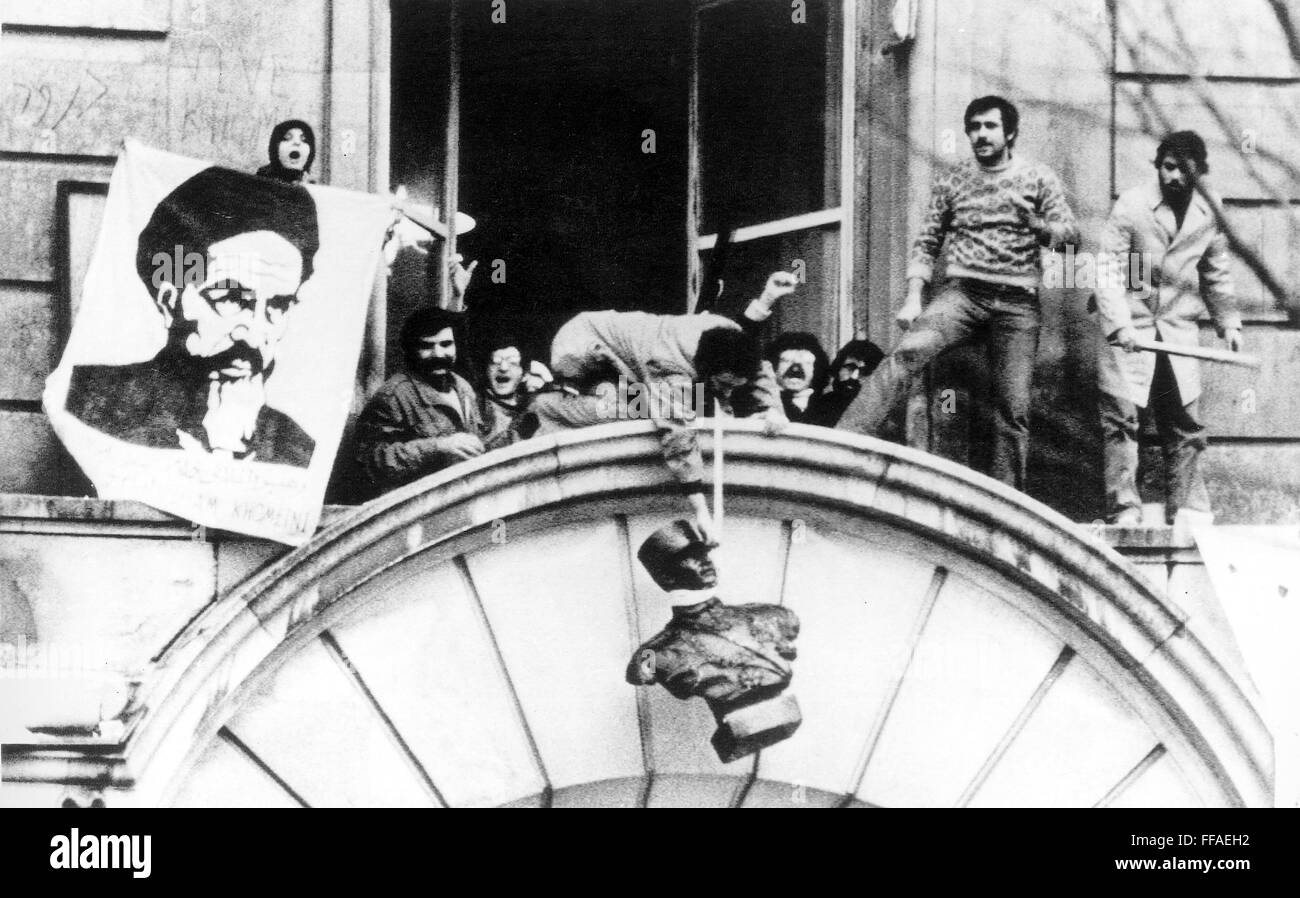 IRANIAN EMBASSY OCCUPIED. /nIranian students hang a bust of Shah ...