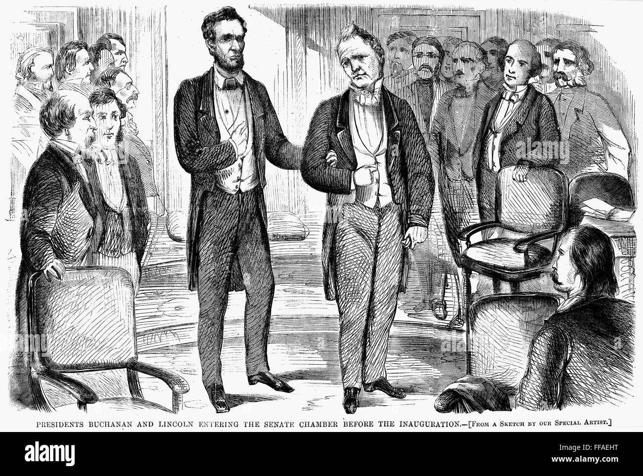 LINCOLN'S INAUGURATION. /nPresident James Buchanan and Abraham Lincoln ...