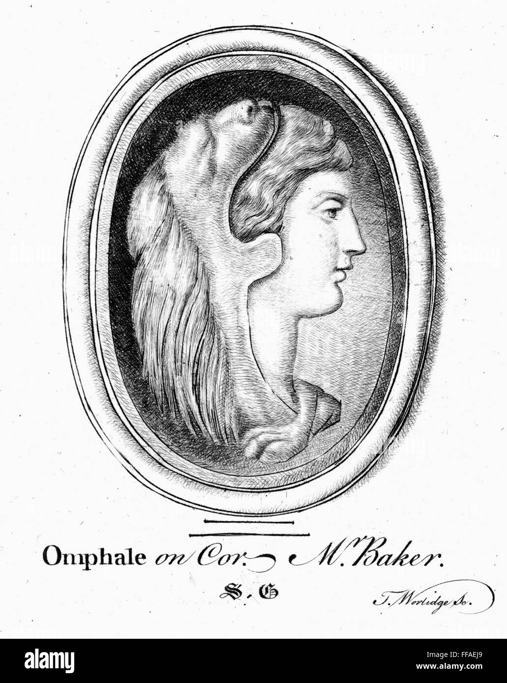 OMPHALE, QUEEN OF LYDIA. /nEtching, English, 18th century, after an ...