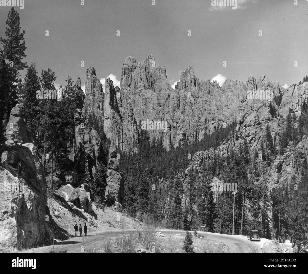 SOUTH DAKOTA: BLACK HILLS. /nA mass of narrow, pointed rock formations ...