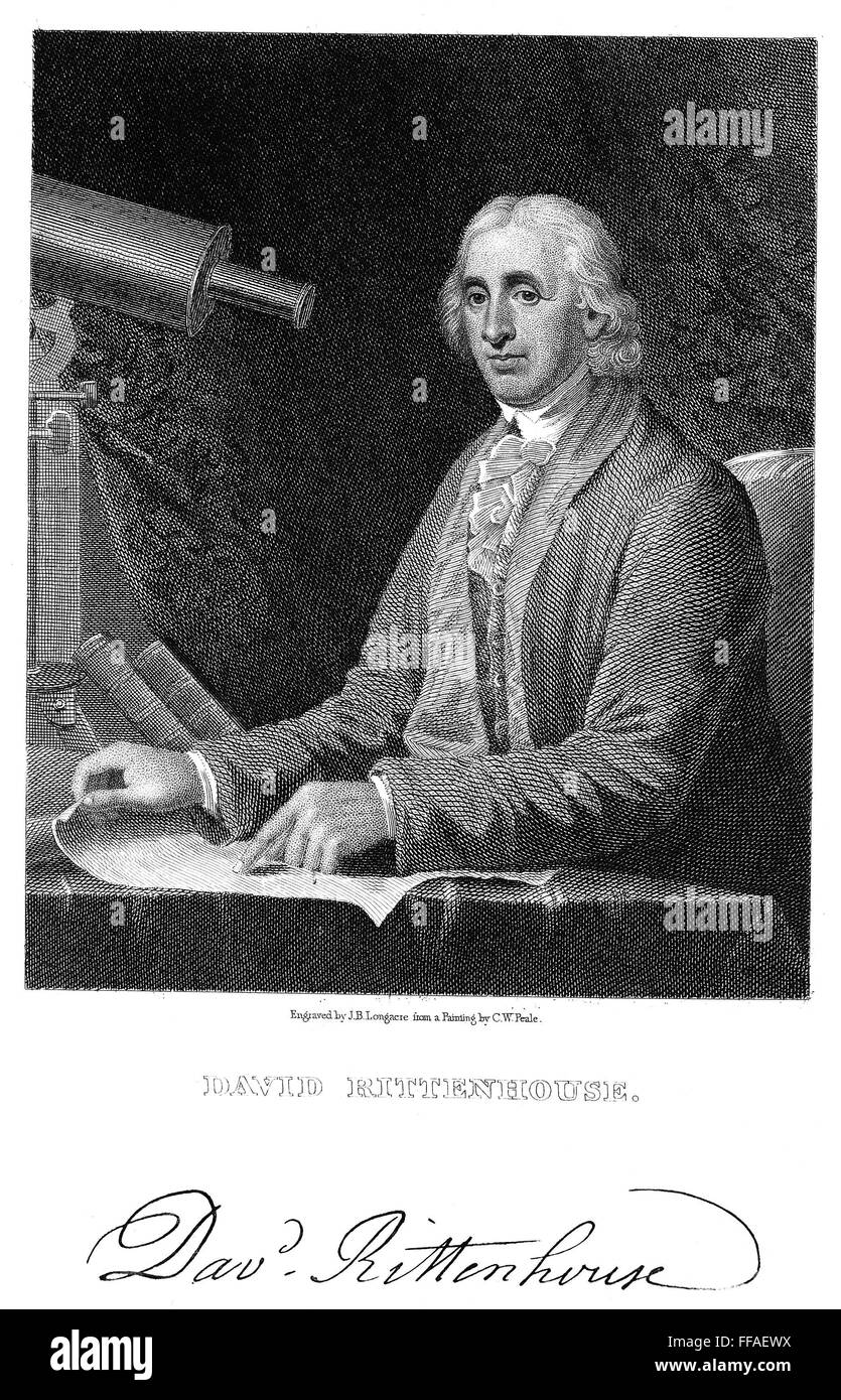 DAVID RITTENHOUSE /n(1732-1796). American astonomer. Steel engraving ...