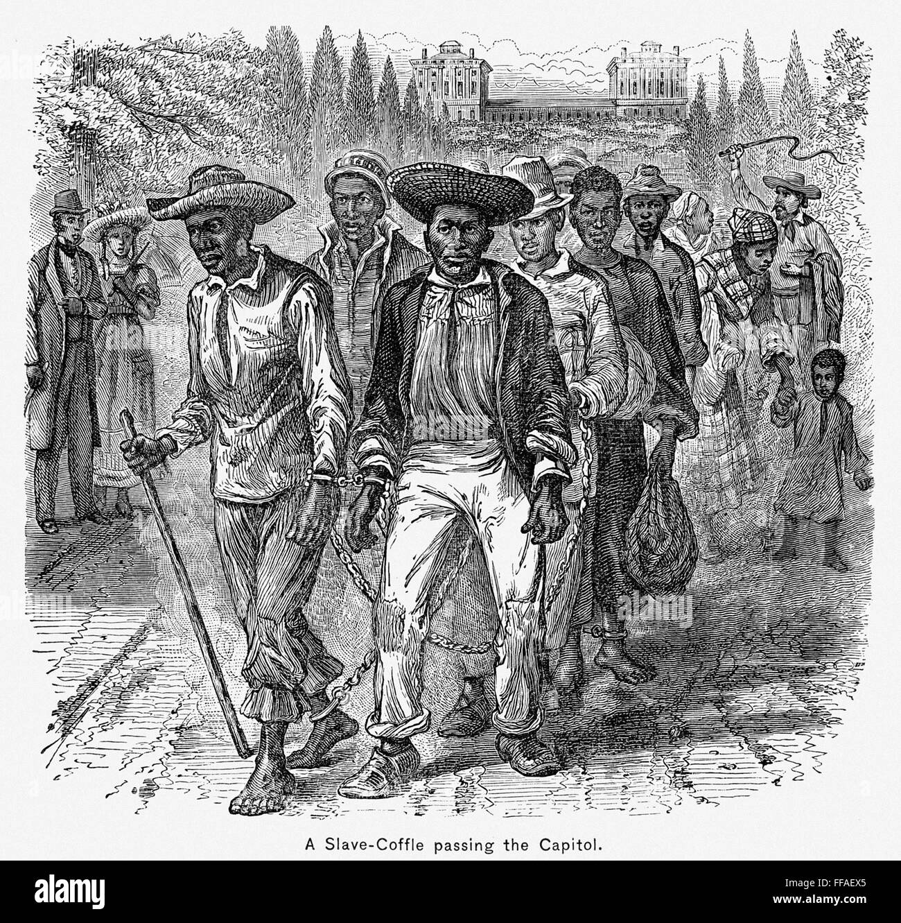 SLAVE COFFLE, c1820. /nA slave coffle passing the unfinished Capitol at ...
