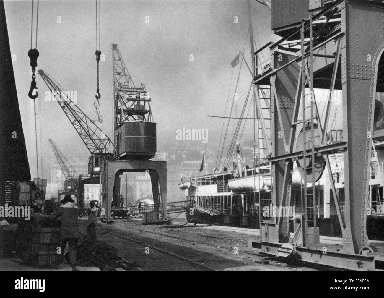 CHILE: VALPARAISO, 1920s. /nThe port works at Valparaiso, Chile ...