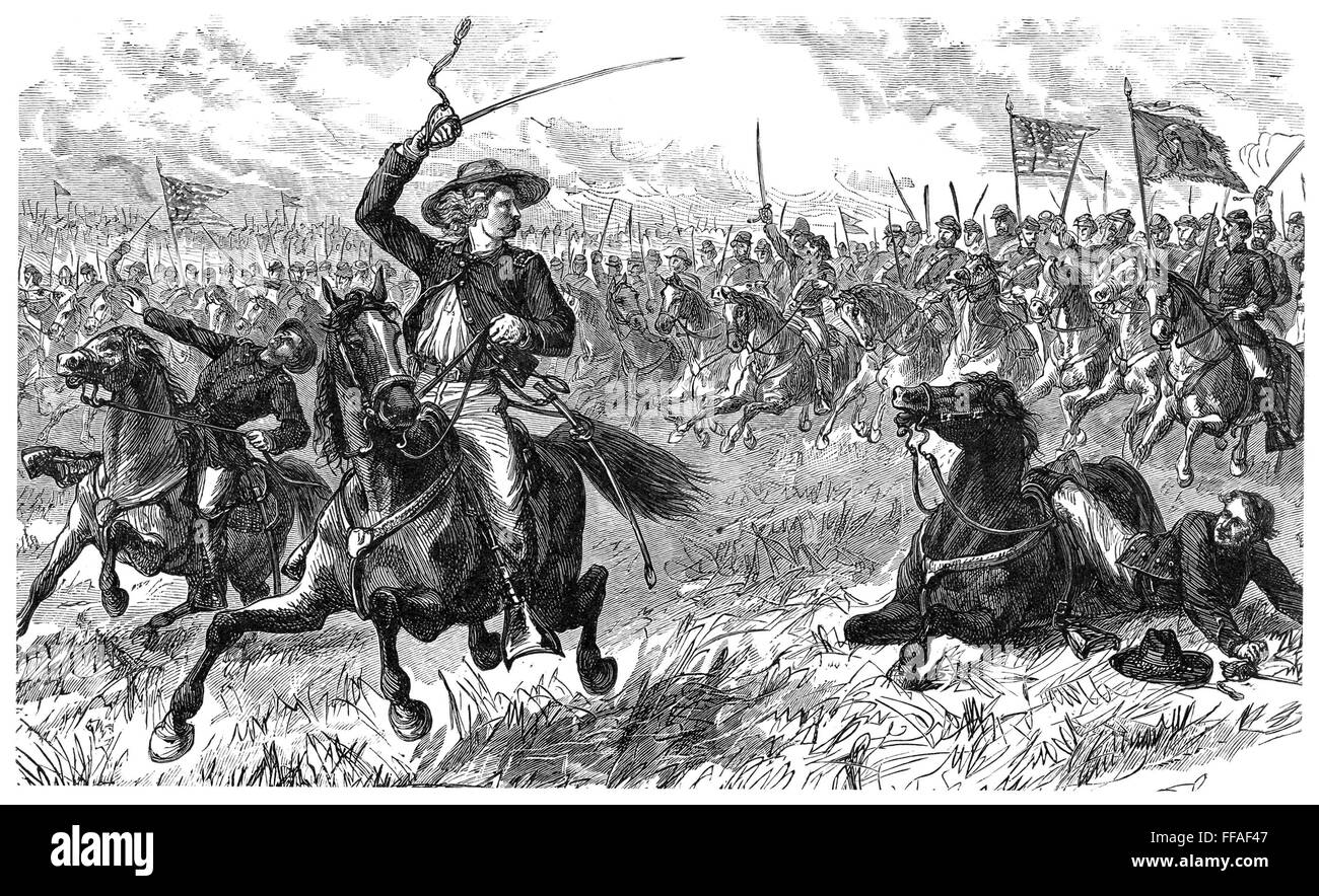 GEORGE CUSTER (1839-1876). /nAmerican army officer. Leading a cavalry ...