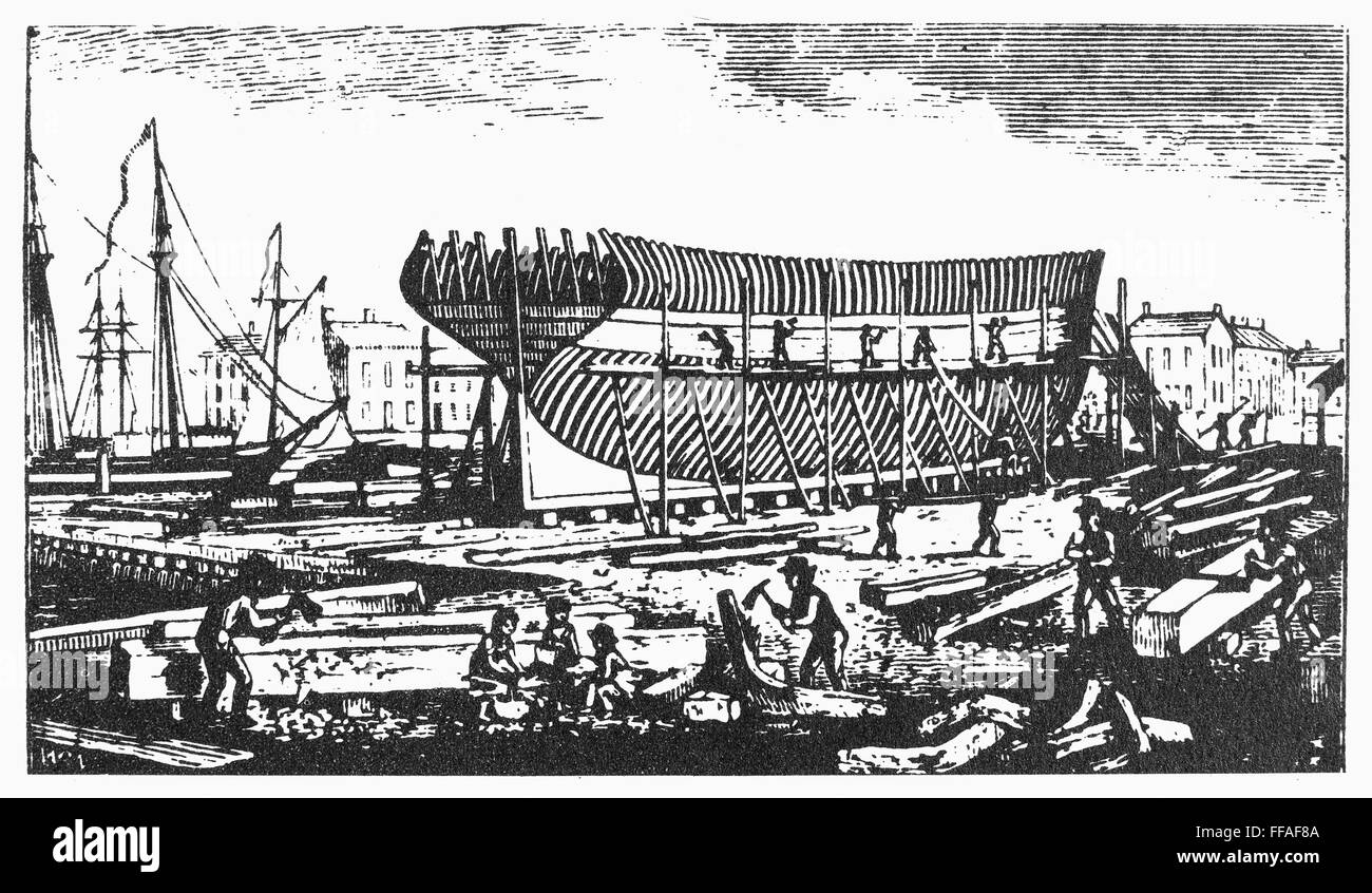 NEW YORK SHIPYARD, c1840. /nA shipyard in New York City. Wood engraving ...