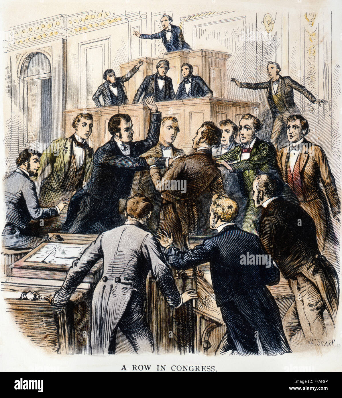 FIGHT IN CONGRESS, 1851. /n'A Row in Congress.' Congressmen Albert G ...