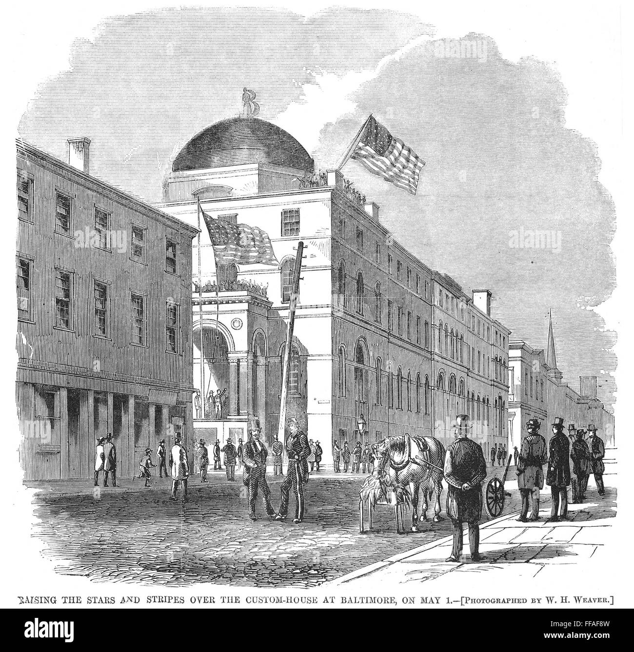 BALTIMORE, MARYLAND, 1861. /nThe Stars and Stripes is raised over the ...