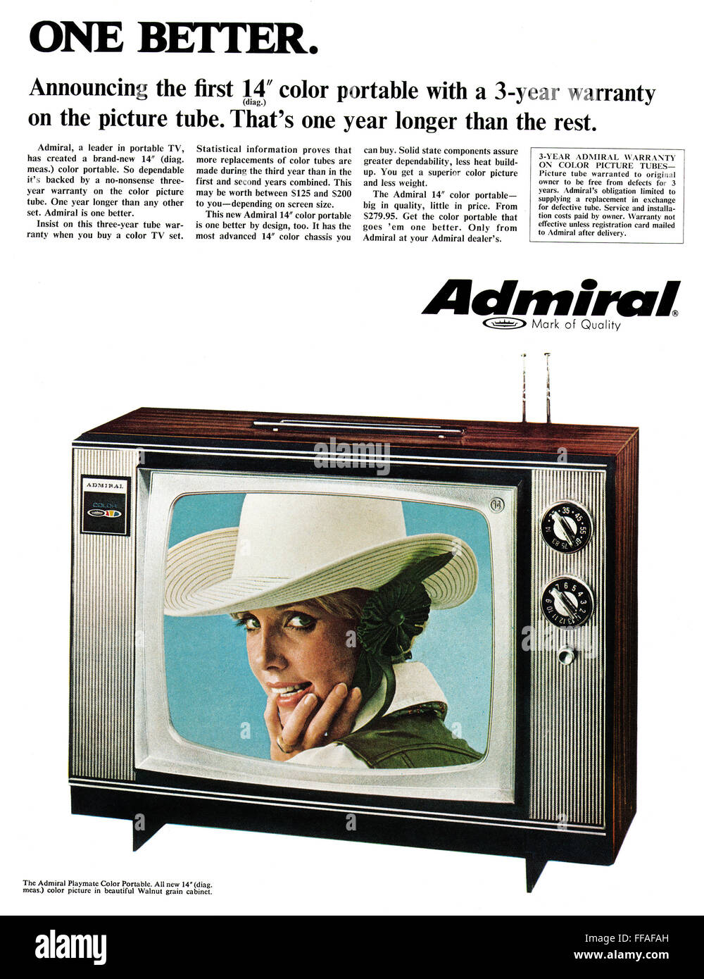 AD: COLOR TELEVISION, 1968. /nAn advertisement for a portable color ...
