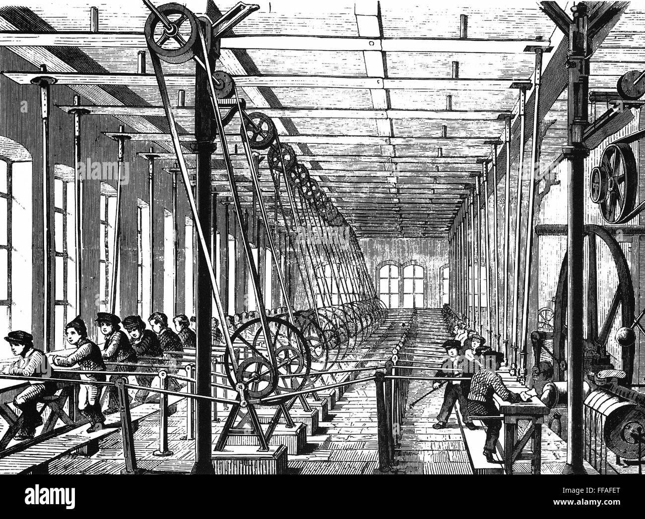 CHILD LABOR, 1845. /nBoys working in a German factory. Wood engraving ...