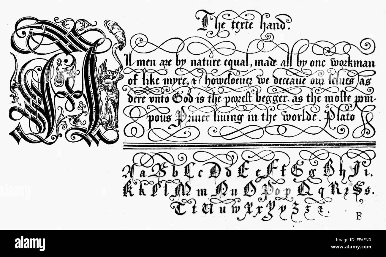 CALLIGRAPHY. /nPage showing the text hand from John de Beauchesne and ...