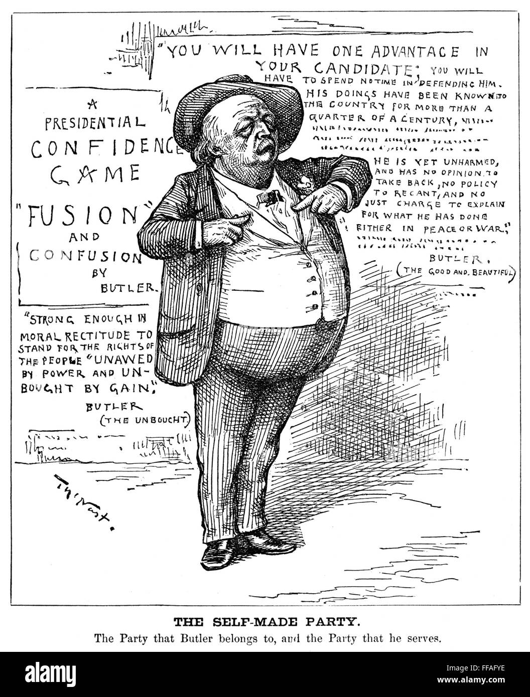 BENJAMIN BUTLER (1818-1893). /nAmerican soldier and politician. Cartoon ...