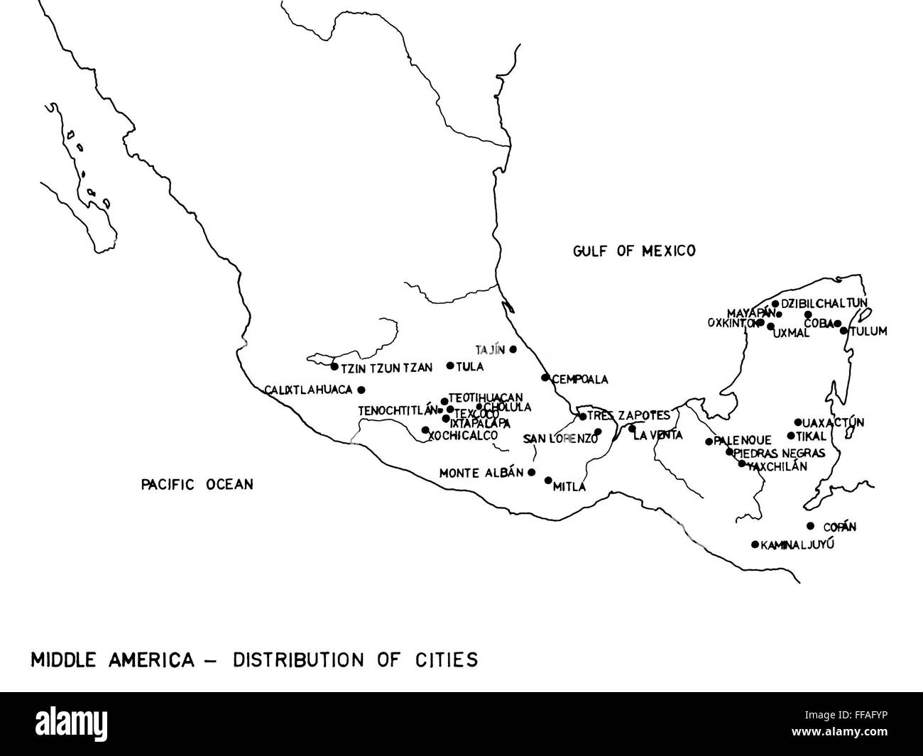 MAP: MESOAMERICA. /nDistribution of cities in pre-Columbian Mesoamerica ...