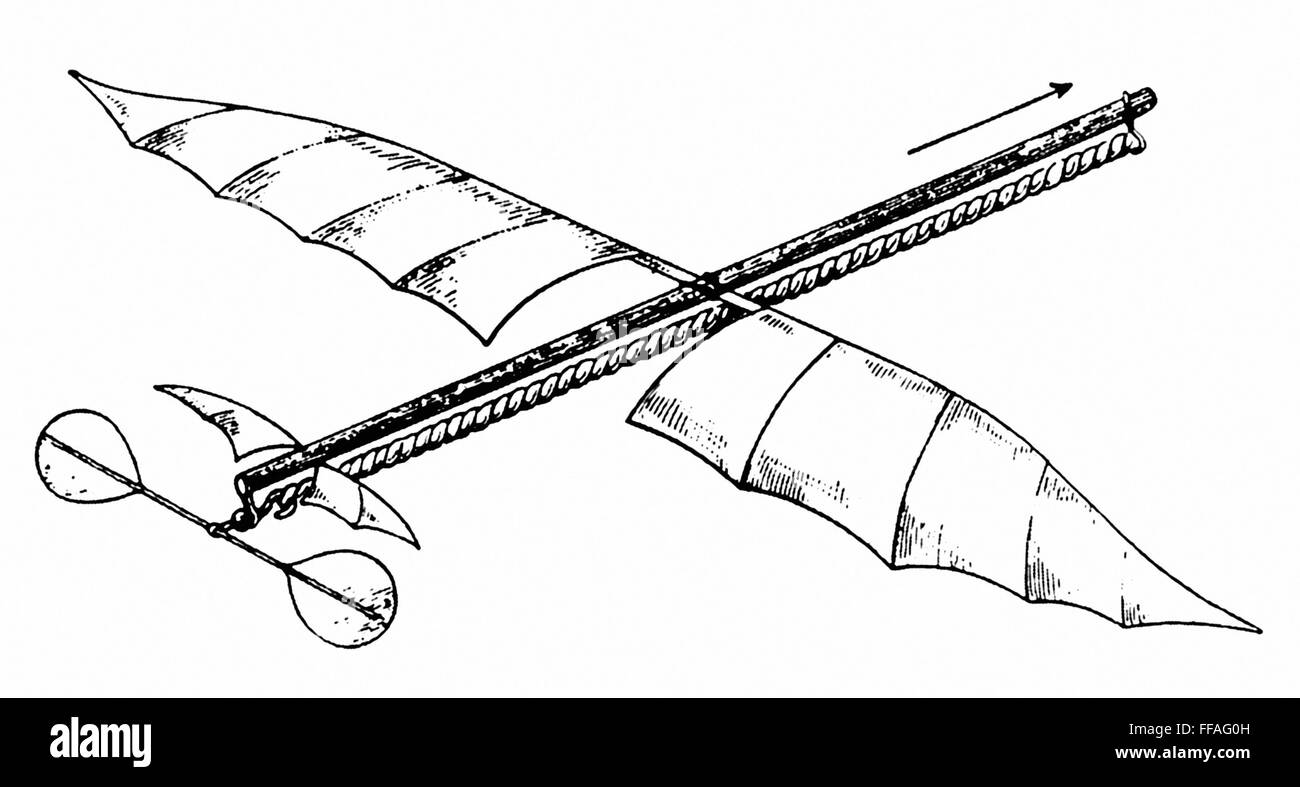 PENAUD: MODEL AIRPLANE. /nDrawing of one of Alphonse Penaud's model ...