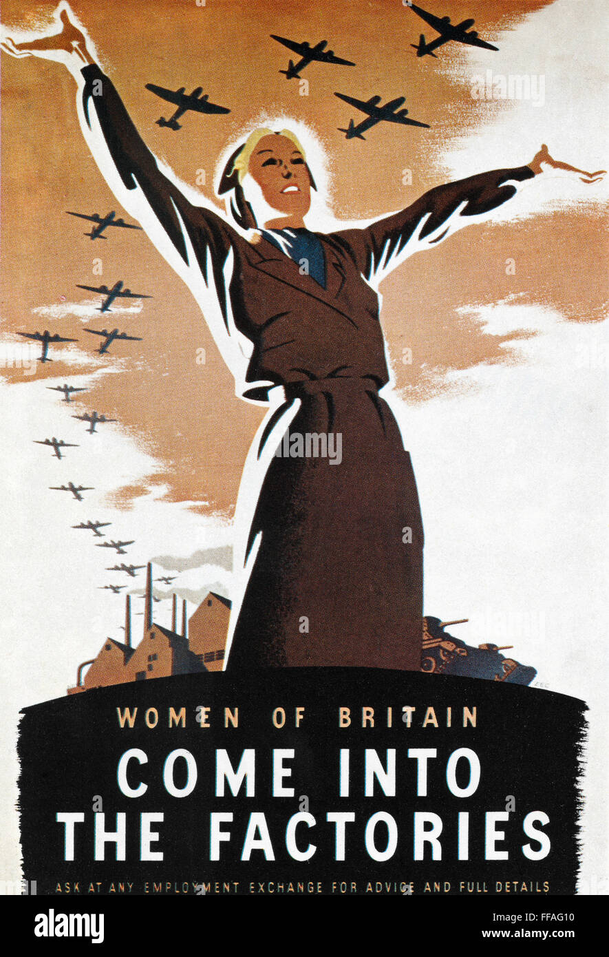 WWII: BRITISH POSTER. /n'Women of Britain, Come into the Factories ...