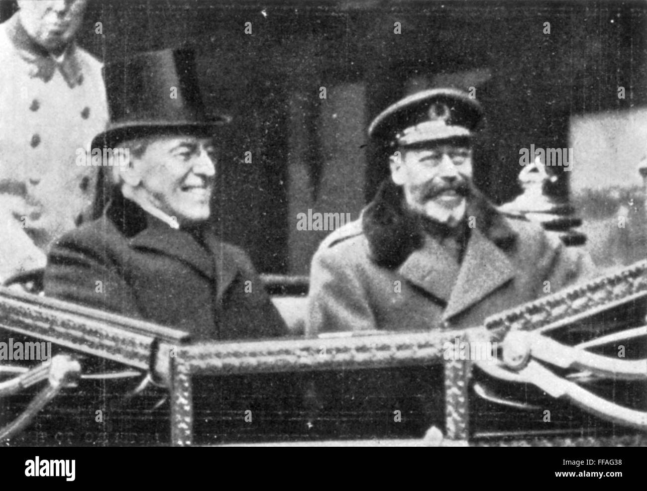 WILSON & GEORGE V, 1918. /nU.S. President Woodrow Wilson rides in a ...