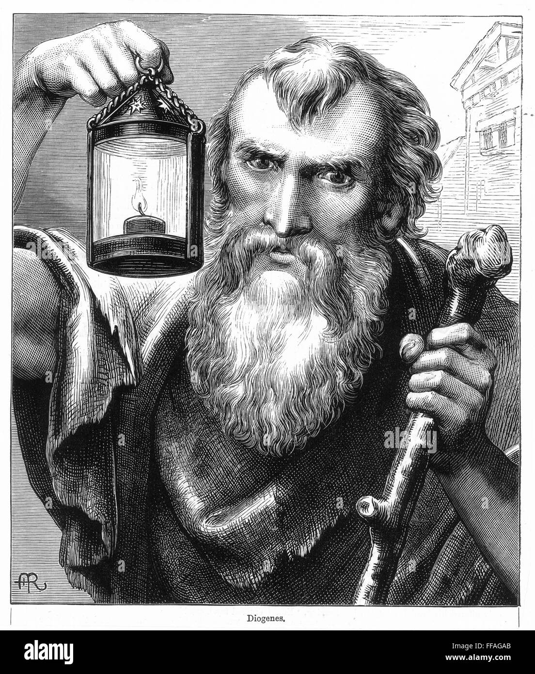 DIOGENES (c412-323 B.C.). /nGreek philosopher. Wood engraving, 19th ...