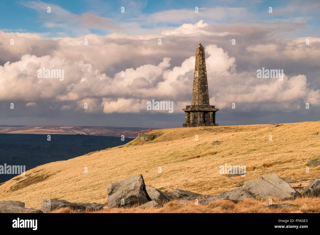Stoodley Pike monument, on the Pennine Way, Calderdale, West Yorkshire ...