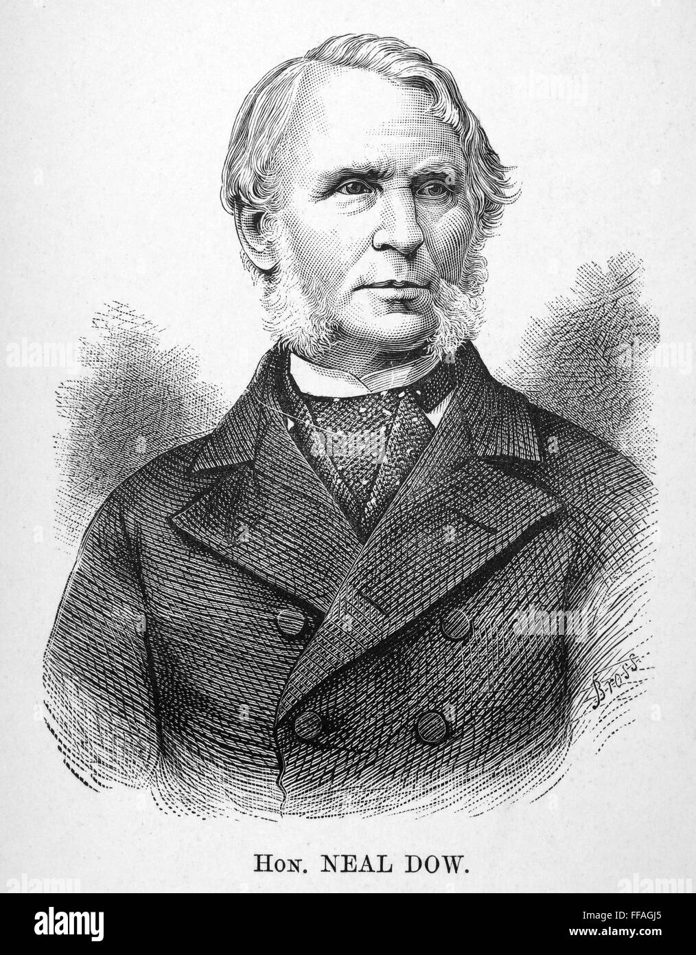 NEAL DOW (1804-1897). /nAmerican temperance advocate. Wood engraving ...