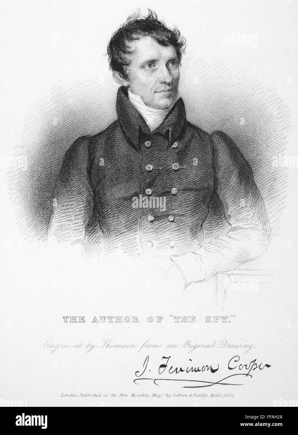 JAMES FENIMORE COOPER /n(1789-1851). American novelist. Line and ...