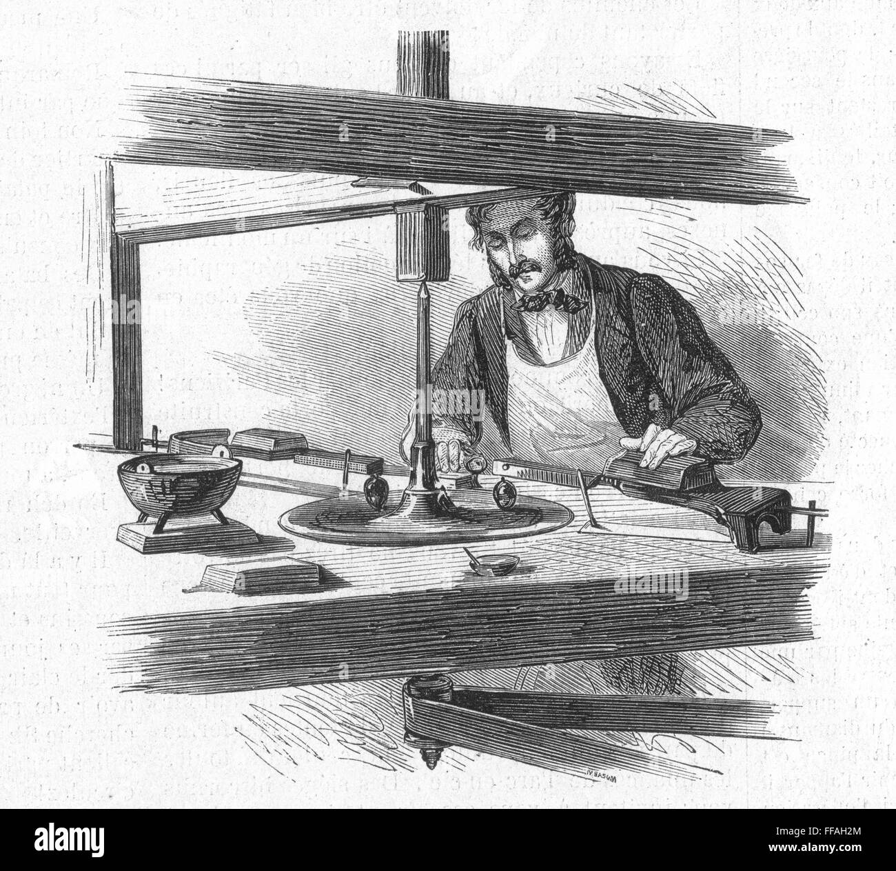 DIAMOND CUTTER, 1867. /nA diamond cutter from the Coster firm of Amsterdam demonstrating his ...